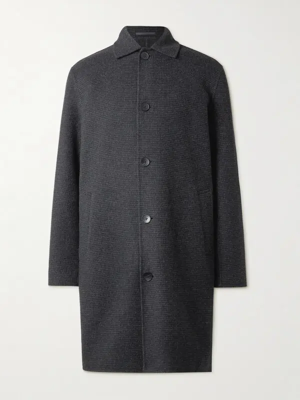 Mr P. Checked Double-faced Wool And Cashmere-blend Coat - Gray