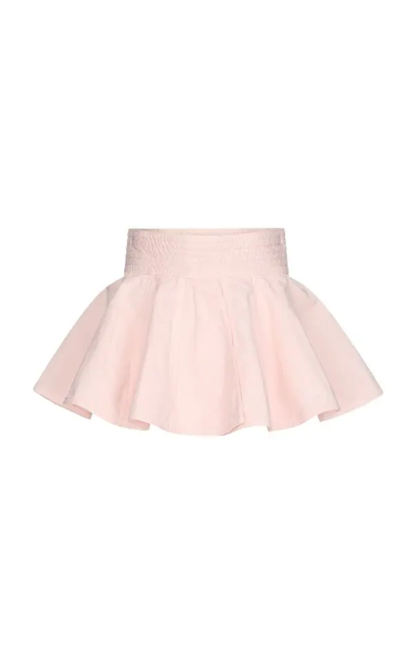 Alaïa Peplum Belt In Garment-dyed Denim - Pink