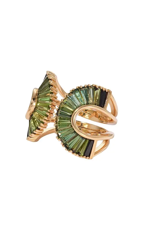 Nak Armstrong 20k Rose Gold Open Sensu Ring - Green