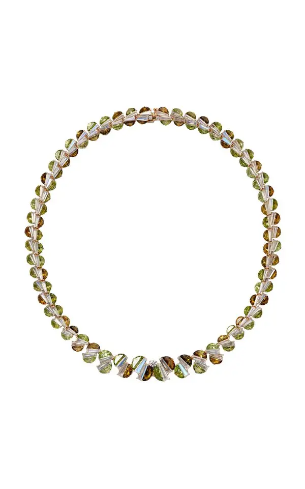Nak Armstrong 20k Rose Gold Graduated Woven Rivière Necklace - Green