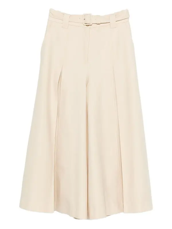 Zimmermann Wide Leg Belted Wool Blend Trousers - Multicolor