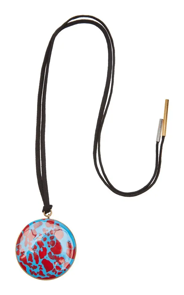 Dries Van Noten Enamel Pendant Necklace - Blue