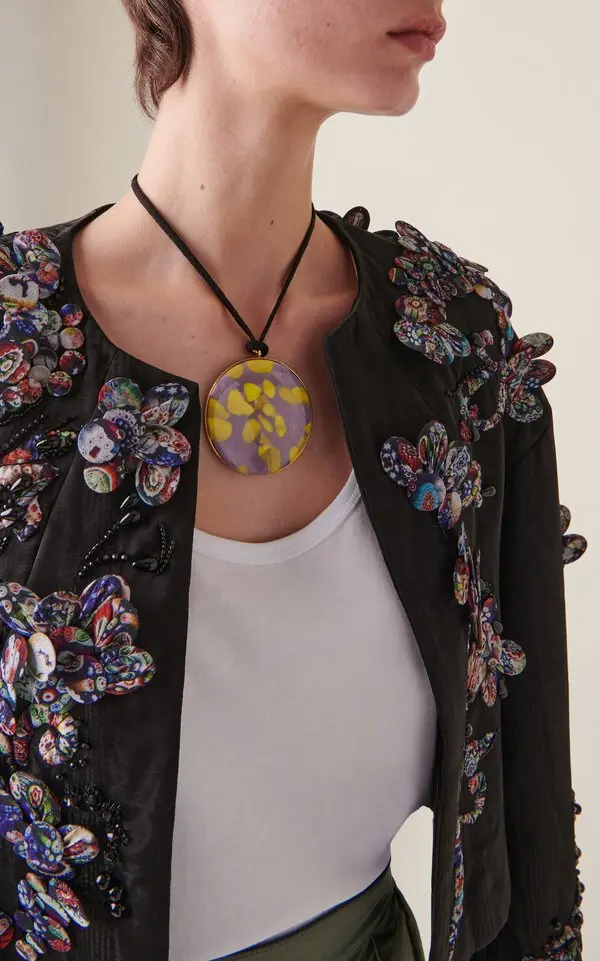 Dries Van Noten Enamel Pendant Necklace - Purple