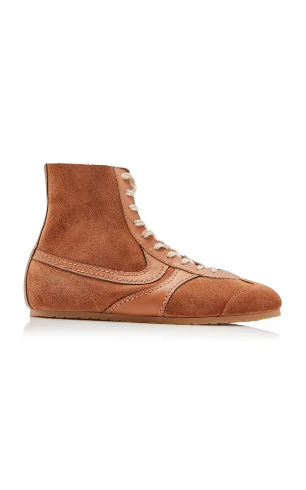Dries Van Noten Suede And Leather Trimmed Lace-up Sneakers - Brown