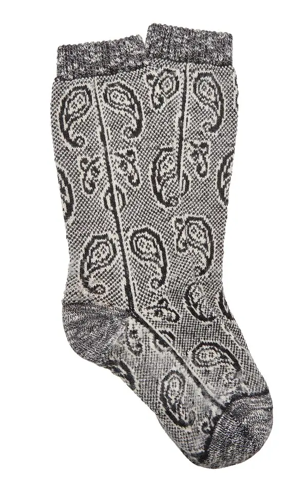 Dries Van Noten Paisley Jacquard Wool Socks - White