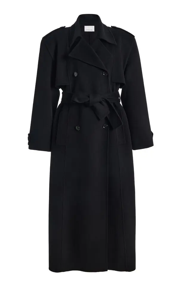THE FRANKIE SHOP Nikola Padded Wool-cashmere Trench Coat - Black