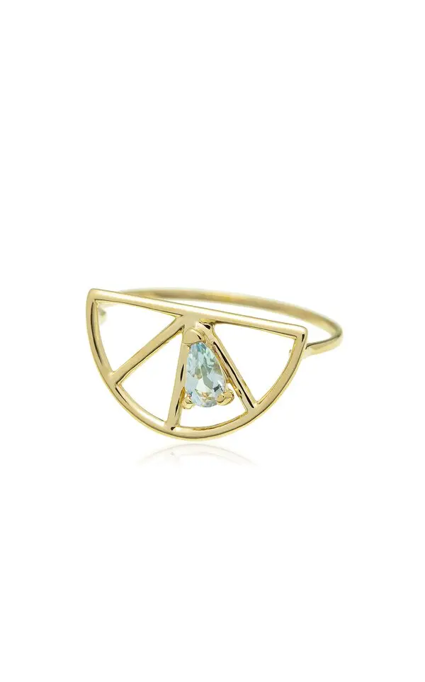 ALIITA Media Naranja 9k Yellow Gota Aquamarine Ring - Gold