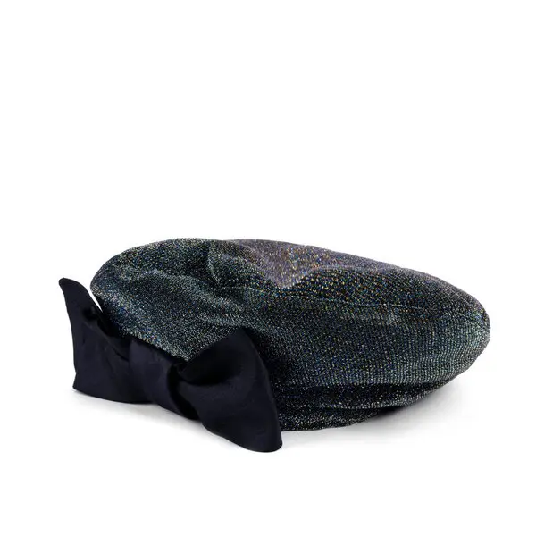 SIBI HATS Dark Beret With Oversized Bow - Blue