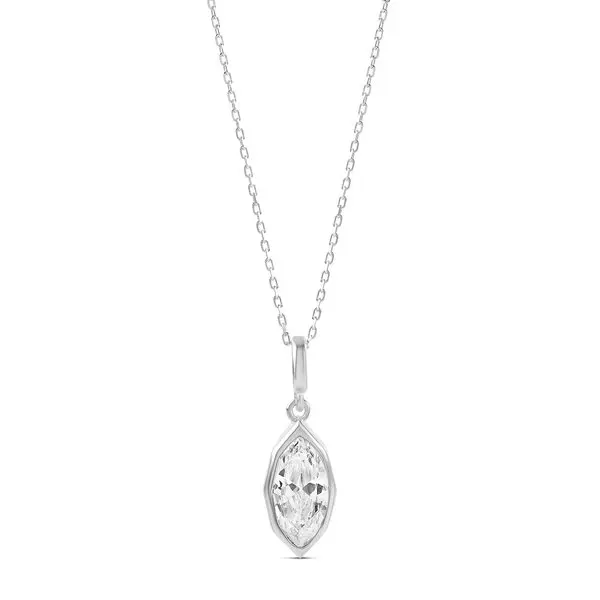 SHYMI 14k Plated Sterling Marquise Cubic Zirconia Pendant Necklace - Silver