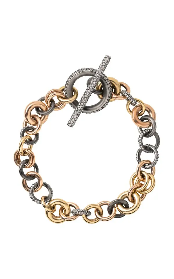 SPINELLI KILCOLLIN 18k Gold And Sterling Silver Atlantis Pave Toggle Bracelet With Diamonds - Multi