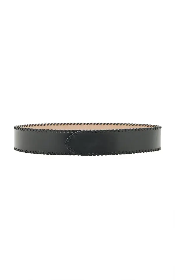 Khaite Theo Whipstitch Leather Belt - Black