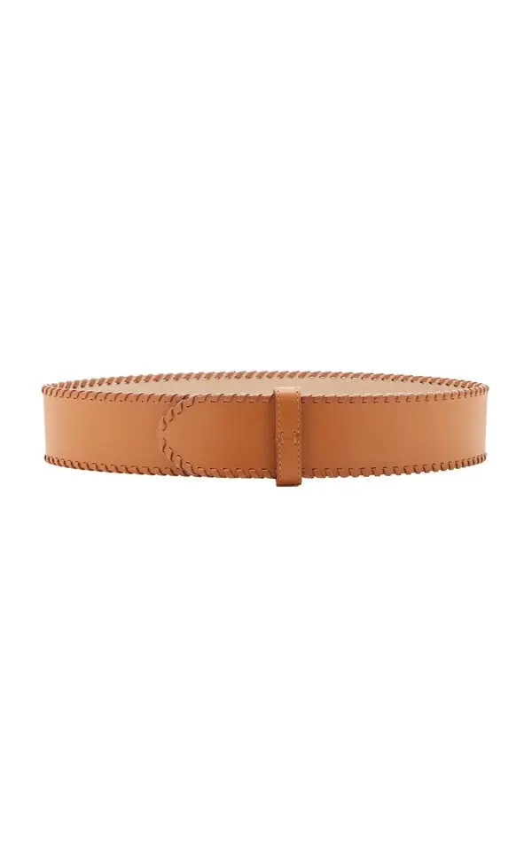 Khaite Theo Whipstitch Leather Belt - Neutral