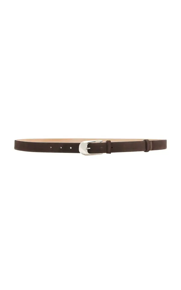 Khaite Dome Leather Belt With Silver Buckle - Brown