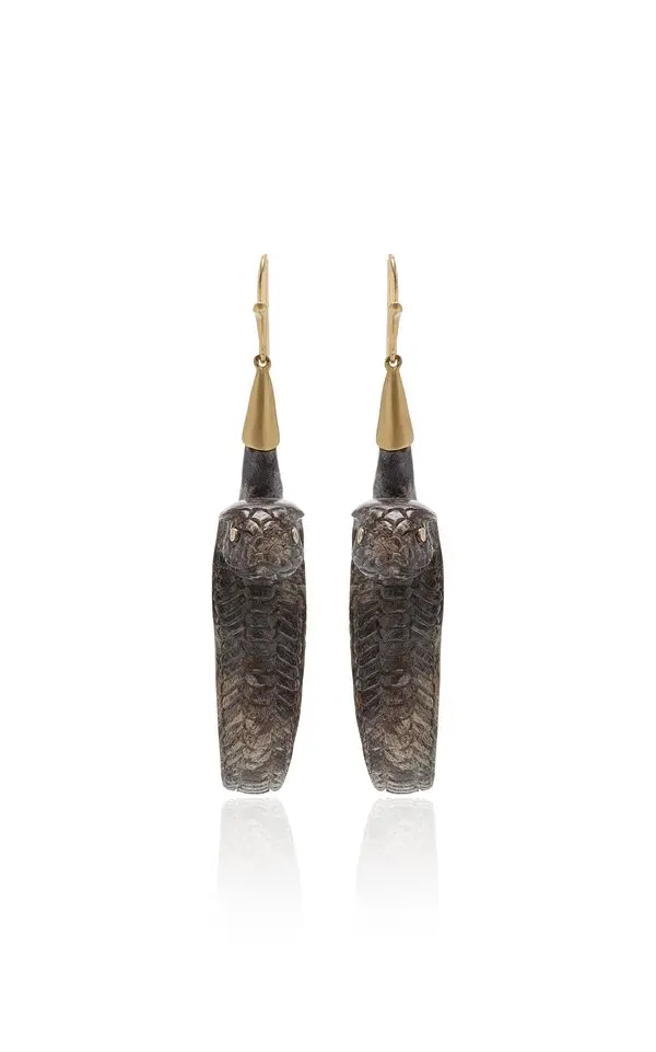 Annette Ferdinandsen Marblewood Cobras With Diamond Eyes Earrings - Black