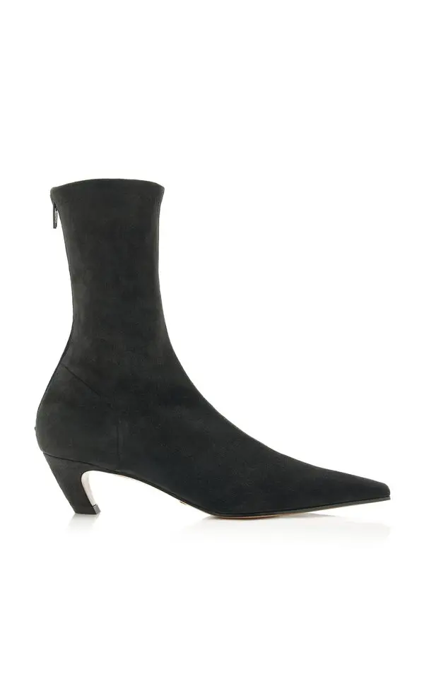 Khaite Arizona Suede Zip Up Ankle Boots - Black