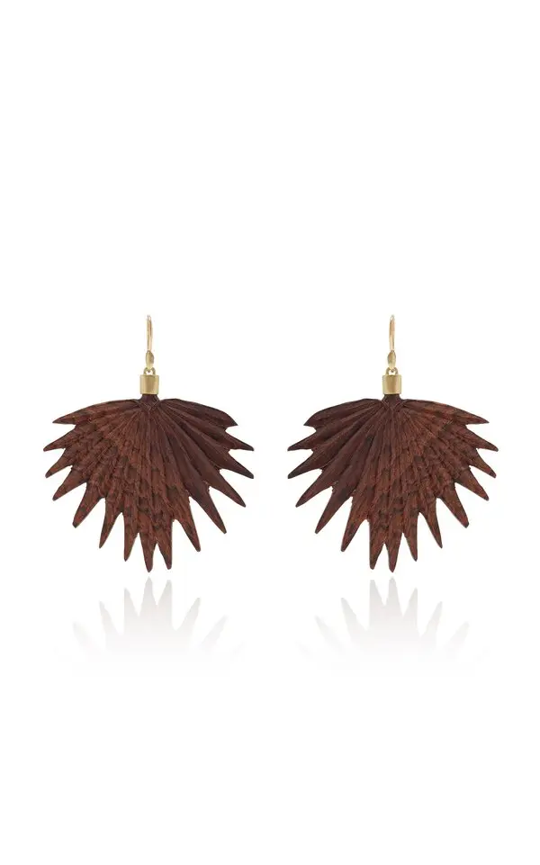 Annette Ferdinandsen Large Rosewood Fan Palm Earrings - Brown