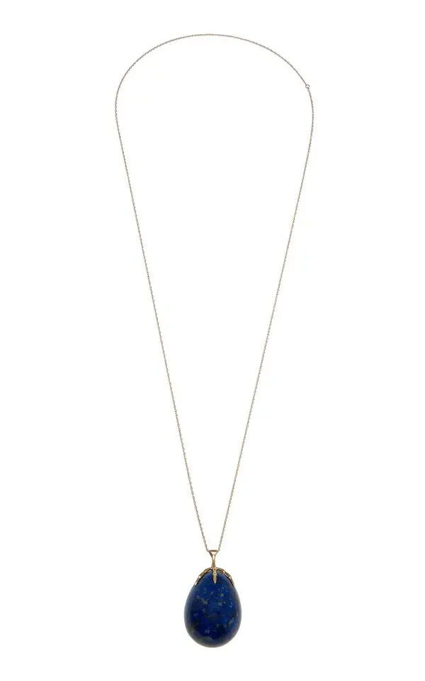 Annette Ferdinandsen Claw With Lapis Egg Necklace - Blue