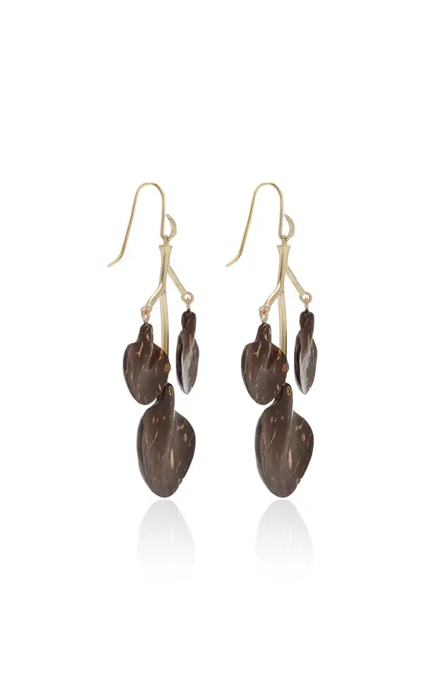 Annette Ferdinandsen Coconut Shell Ginkgo Branch Earrings