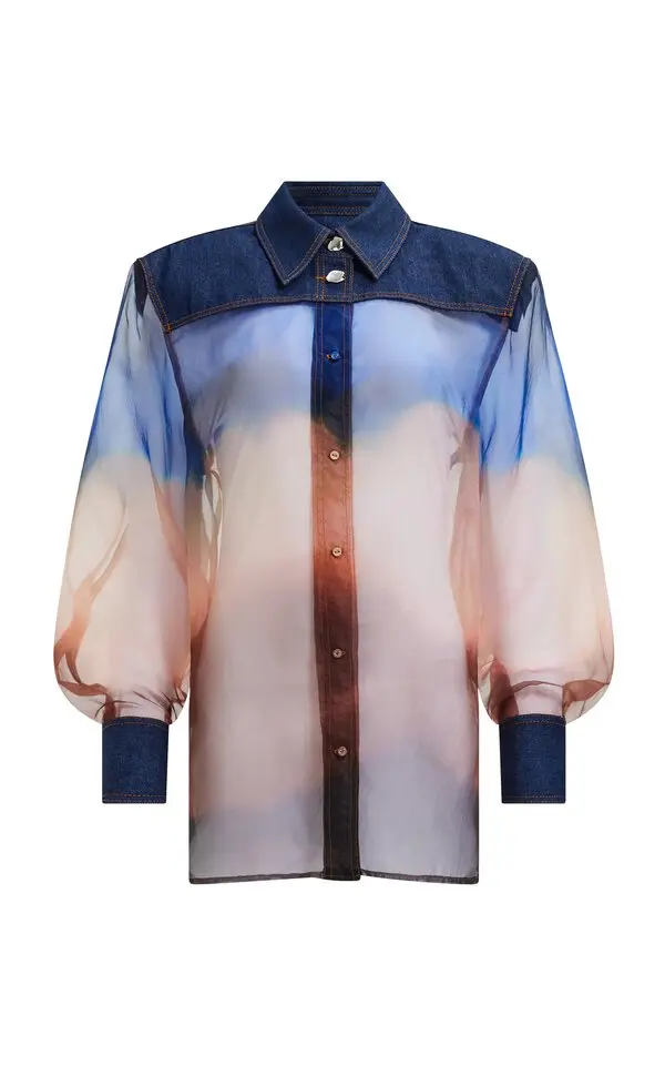 Aje Remie Cotton Denim Contrast Shirt - Multi