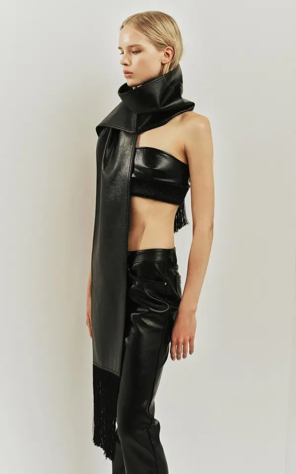 Aje Norix Faux Leather Bandeau Top