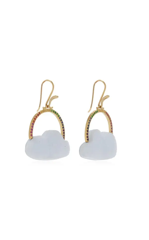 Annette Ferdinandsen 18k Yellow Gold Multi-stone Hoop Earrings