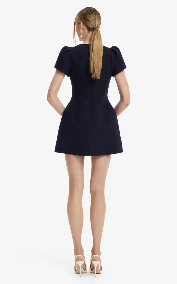 LEO LIN Applique Tweed Mini Dress