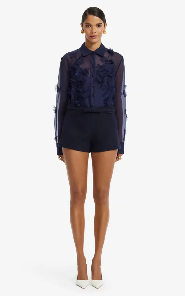 LEO LIN Olivianne Tweed Shorts Midnight