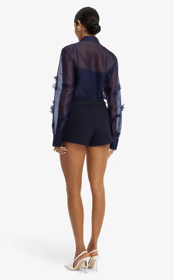 LEO LIN Olivianne Tweed Shorts Midnight
