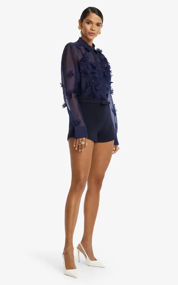 LEO LIN Olivianne Tweed Shorts Midnight