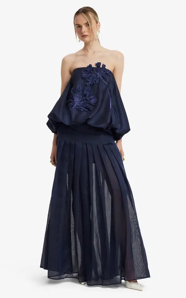 LEO LIN Leonie Applique Bustier Top Midnight