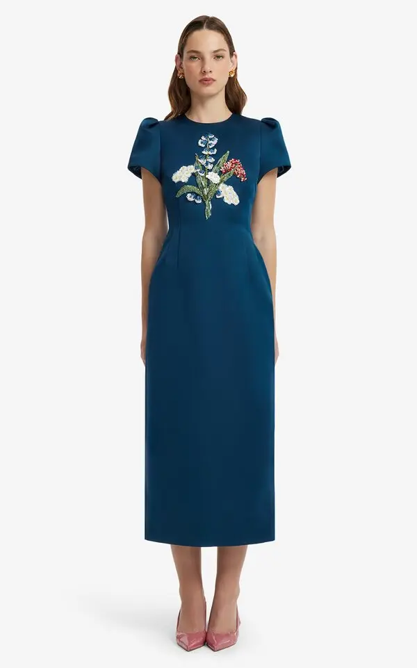 LEO LIN Emmeline Embellished Maxi Dress Teal