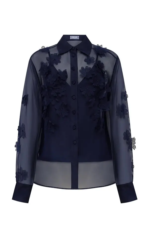 LEO LIN Cassia Petal Shirt Midnight