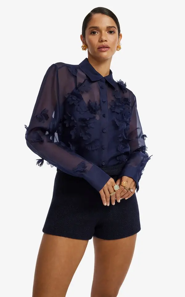 LEO LIN Cassia Petal Shirt Midnight