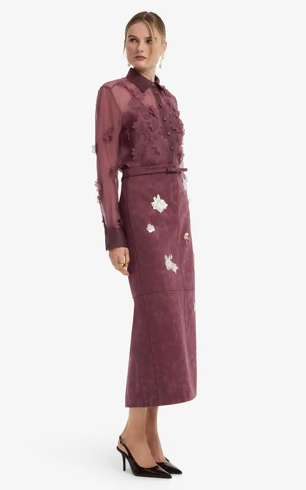 LEO LIN Cassia Petal Shirt Mahogany