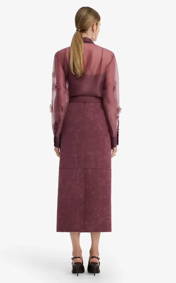 LEO LIN Cassia Petal Shirt Mahogany