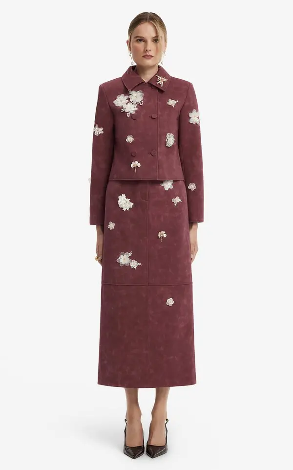 LEO LIN Embellished Vegan Suede Jacket