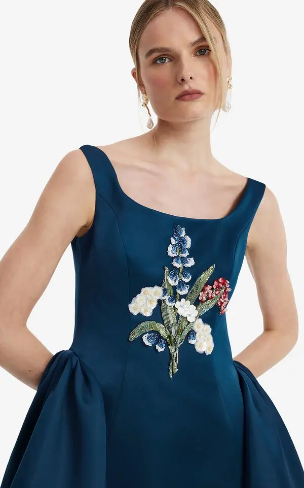 LEO LIN Zaya Embellished Mini Dress Teal