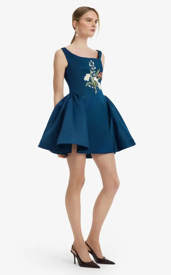 LEO LIN Zaya Embellished Mini Dress Teal