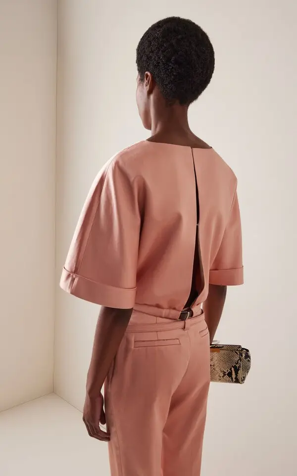 Amir Taghi Courtney Cropped Square Neck Satin T-shirt