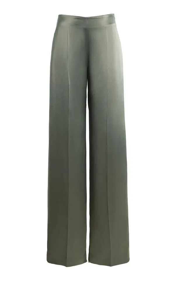 SEV Wide-leg Satin Trousers - Olive