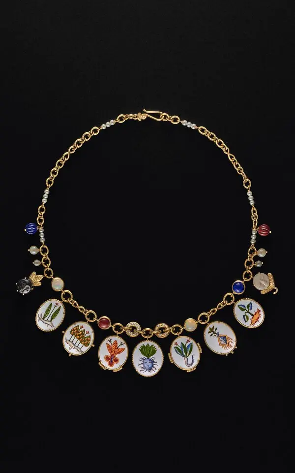 SAUER 18k Yellow Gold Hidden Herbarium Fine Jewelry/necklace - Multi