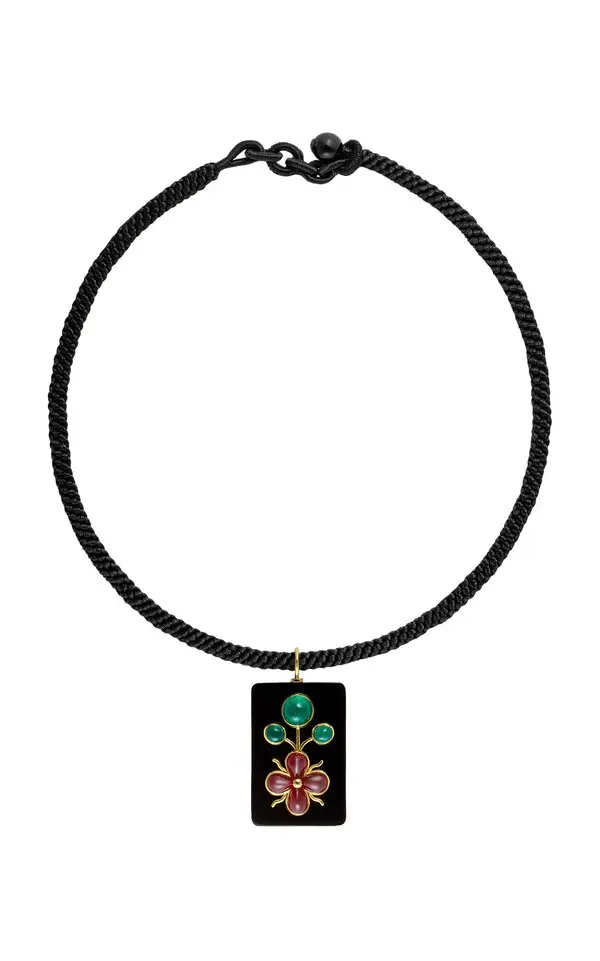 SAUER 18k Yellow Gold Forbidden Flora Fine Jewelry/pendant - Black