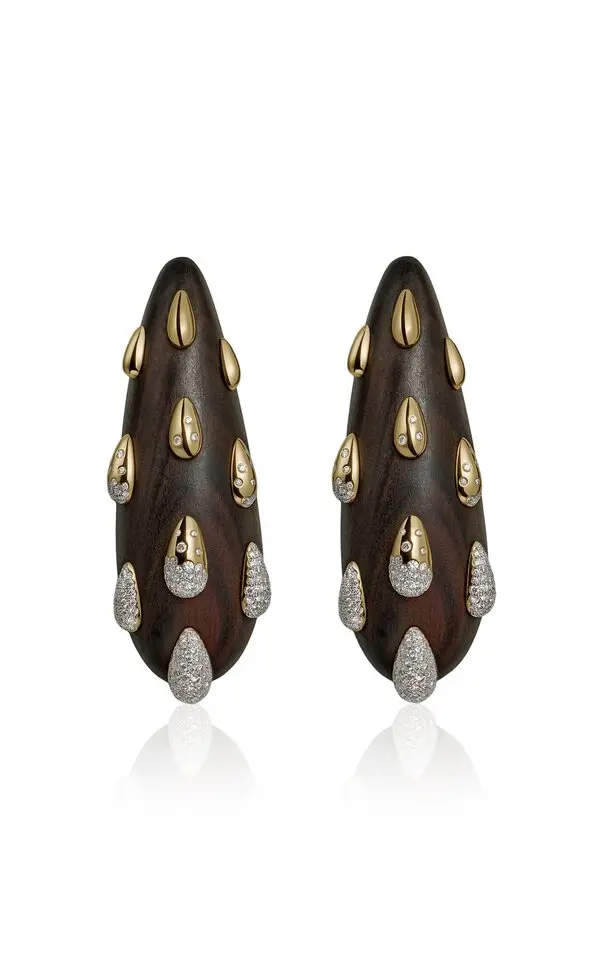 SAUER 18k Yellow Gold Ramus Occultus Earrings - Brown