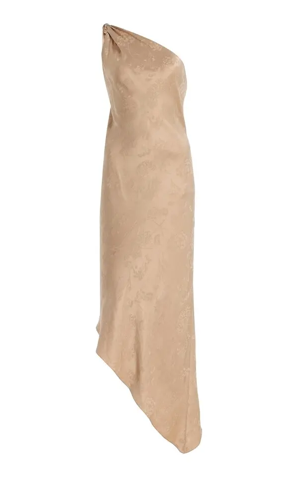 Anna October Molly Asymmetrical Floral Midi Dress - Neutral