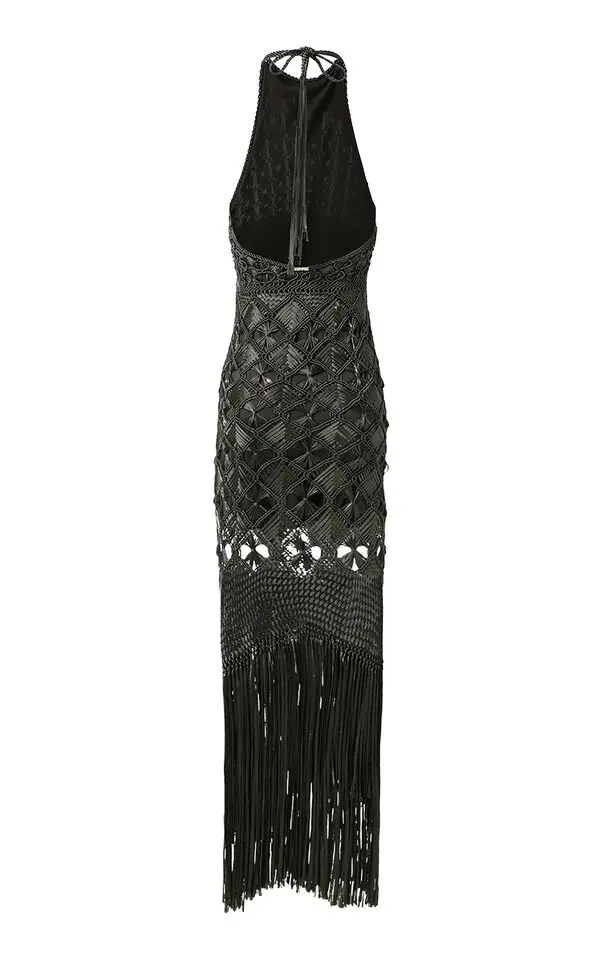 PALMA CANARIA Lia Handwoven Macramé Fringe Maxi Dress