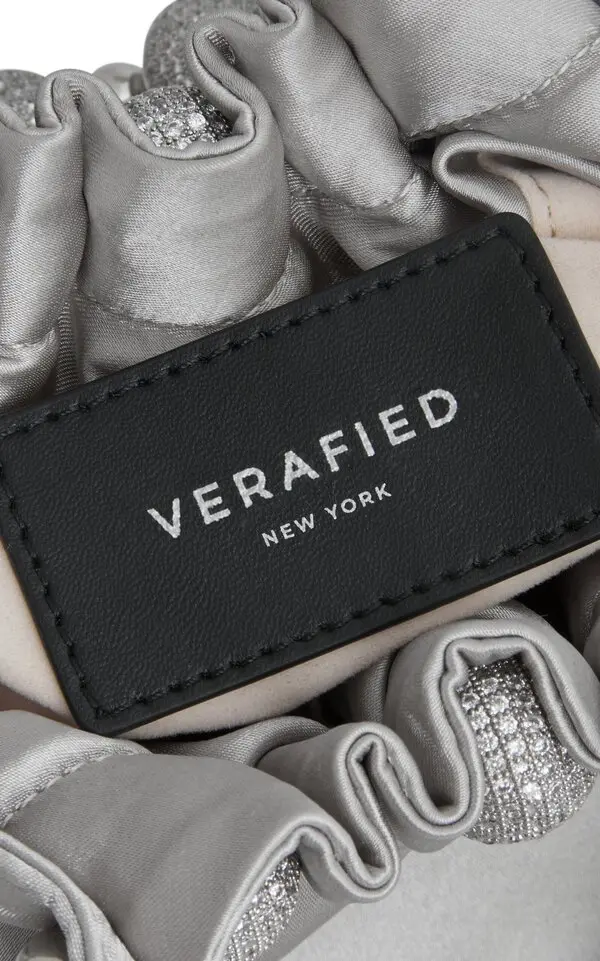 VERAFIED Embellished Crystal Handle Satin Evening Bag