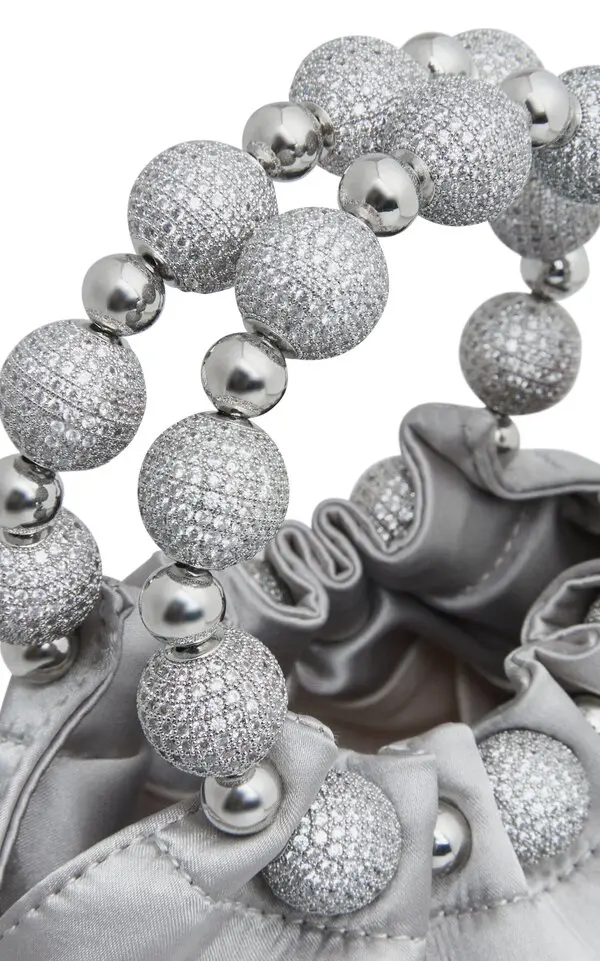 VERAFIED Embellished Crystal Handle Satin Evening Bag