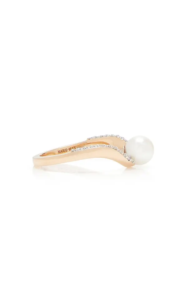 MARIE MAS 18k Rose Gold Pearl And Diamond Ring