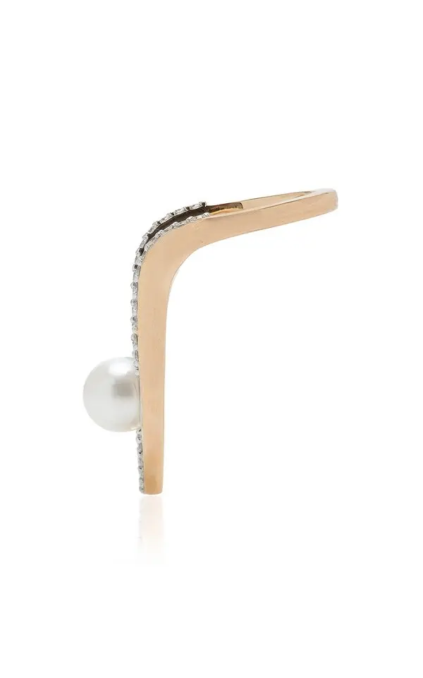 MARIE MAS 18k Rose Gold Diamond And Pearl Ring