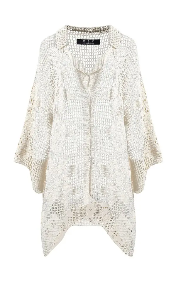 MAZ MANUELA ÁLVAREZ Fdv Cotton Crochet Guayabera Shirt - Ivory